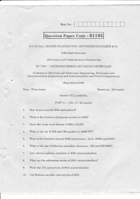 Anna University Ec 1301 Microprocessor And Microcontroller For