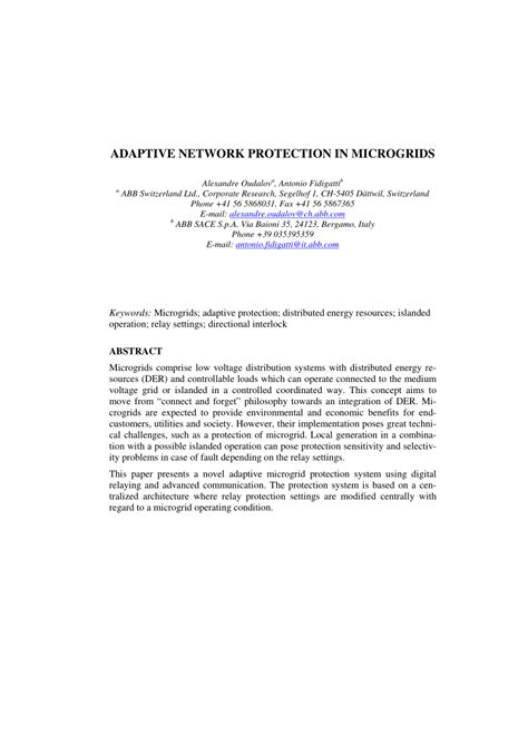 Pdf Adaptive Network Protection In Microgrids