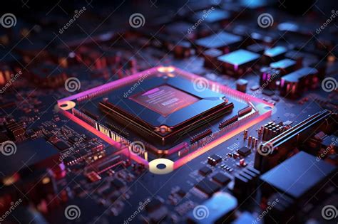 Electronic Circuit Board With Processor Stock Illustration Illustration Of Multimedia