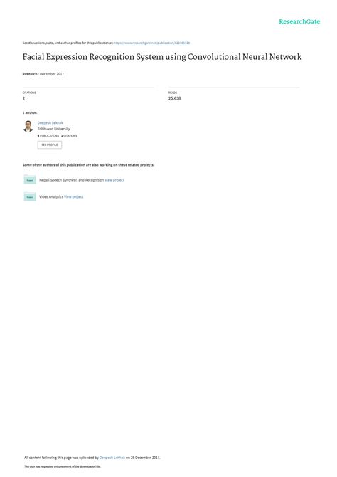 Facial Expression Recognition System Using Convolu See Discussions