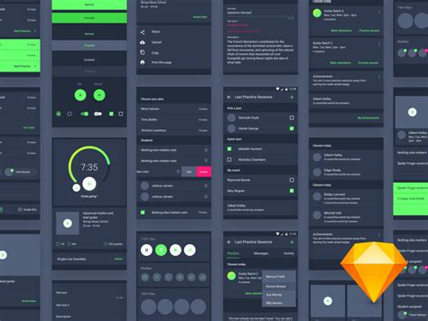 Material Dark UI Kit Free Sketch Resource Sketch Elements