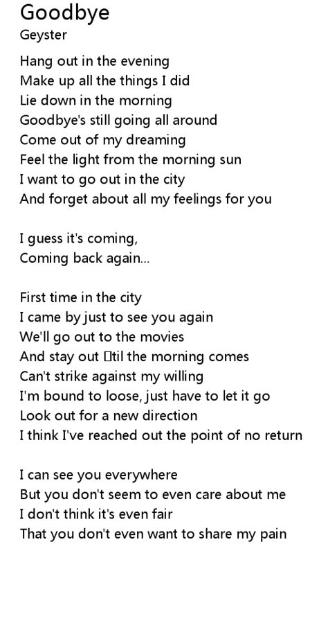 Goodbye Lyrics Follow Lyrics