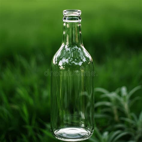 Clear Glass Bottle Floating Against A Verdant Grassy Background The