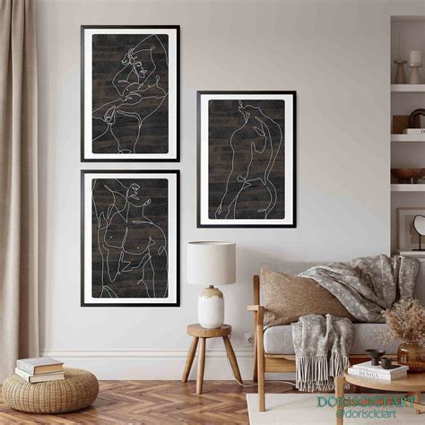 Man Nude Printable Set Of 3gay Art Printmale Line Art Etsy