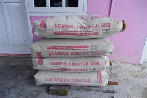 Pile Of Sacks Of Cement Brand Cement Tonasa Mixed Material For