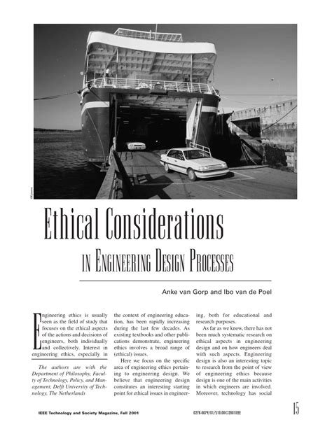 Pdf Ethical Considerations In Engineering Design Processes