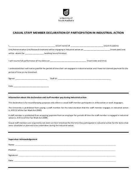 Fillable Online Casual Staff Member Declaration Of Fax Email Print