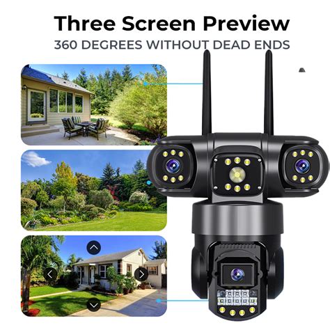 Triple Lens 8mp Cctv Camera 4g Sim No Wifi Needed Motion Tracking