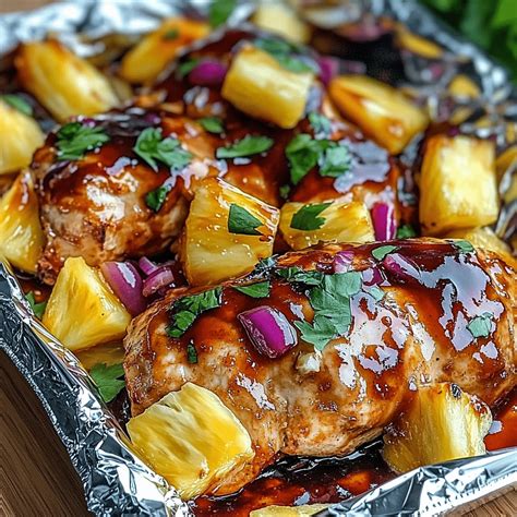 Easy Hawaiian Bbq Chicken And Pineapple Foil Packets Recipe