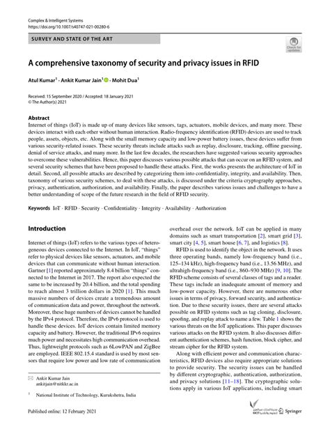 Pdf A Comprehensive Taxonomy Of Security And Privacy Issues In Rfid