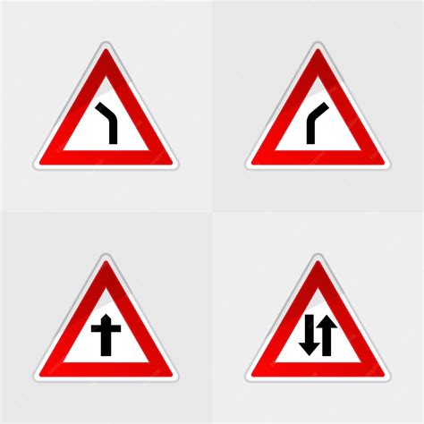Premium Vector Red Triangle Traffic Signs Eps Vector
