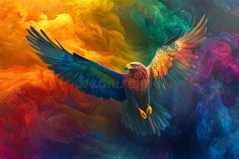 Liquid Eagle Soaring Above A Sea Of Shifting Colors Stock Image Image Of Extraordinary Fluid