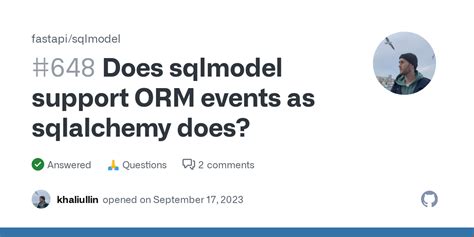 Does Sqlmodel Support Orm Events As Sqlalchemy Does · Fastapi Sqlmodel · Discussion 648 · Github