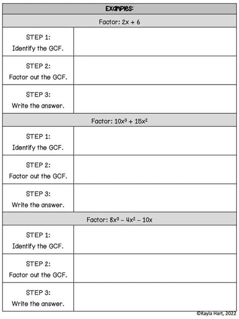 Factoring Gcf Guided Notes By We Hart Algebra Tpt
