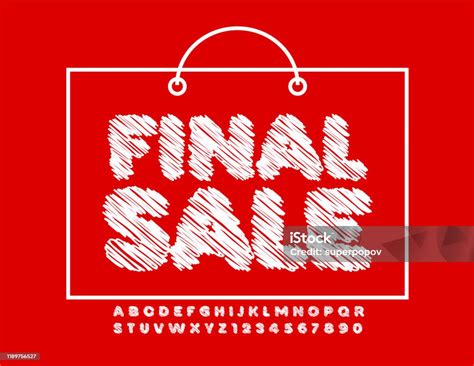 벡터 광고 기호 가방 최종 판매 스케치된 알파벳 문자 및 숫자 가격에 대한 스톡 벡터 아트 및 기타 이미지 가격 가방 개념 Istock