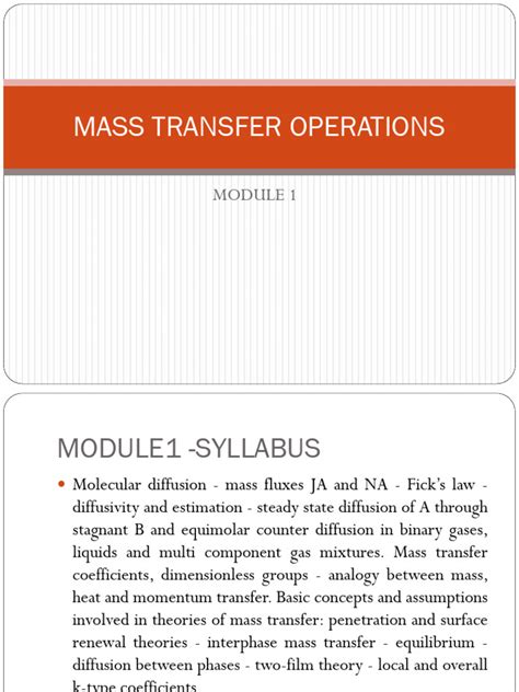 Fasnabi Module 1 Diffusivity Mto Ktu Pdf Diffusion Gases