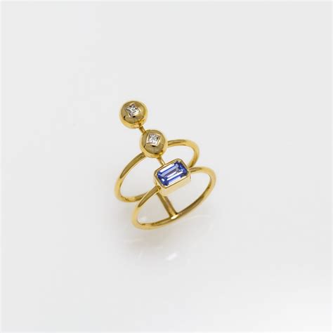 Awe Inspiring Gold Ring With Diamonds And Sapphire Kori Shop
