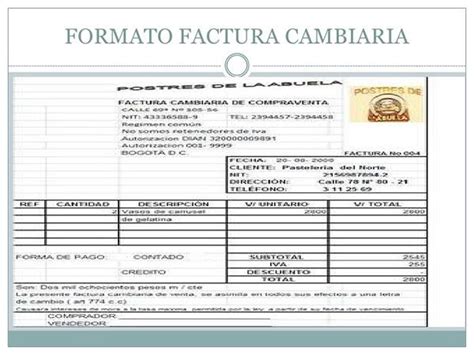 Factura Cambiaria Qué Es Características Para Qué Sirve Ejemplo