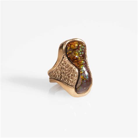 Lee Epperson 14k Gold And Fire Agate Ring Auction