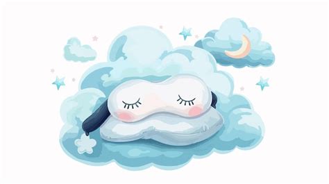 Adorable Cloud Sleep Mask On Soft Pillow Isolated On White Background Premium Ai Generated Vector