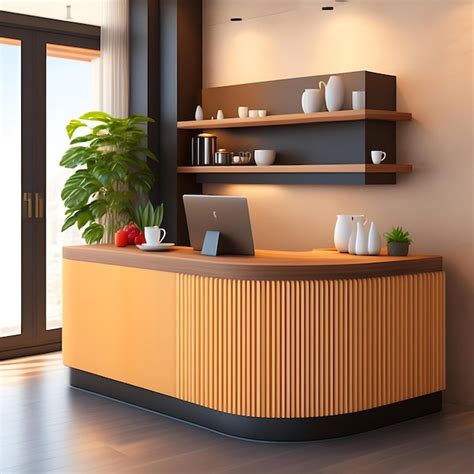 Premium Ai Image Blank Wooden Table Counter In Modern Luxury Brown
