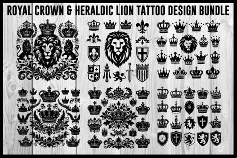 🎯royal Crown And Heraldic Lion Tattoo Des Graphic By Arifin Vector Studio