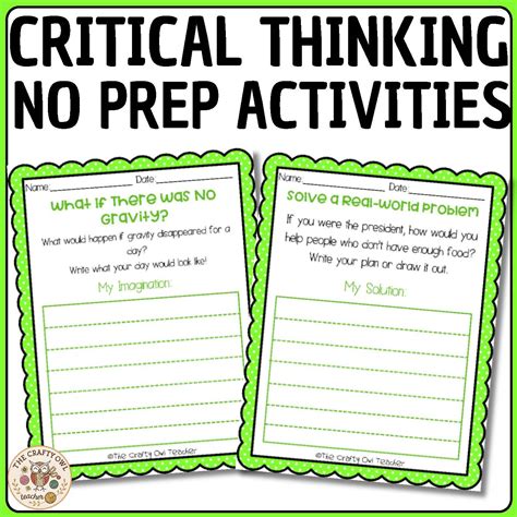 Critical Thinking Worksheets For Early Finishers Problem Solving