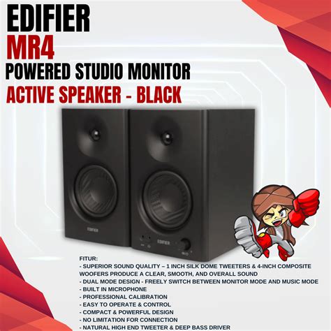 Edifier Mr4 Mr 4 Powered Studio Monitor Speakers Active Speaker Black