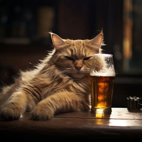 Funny Drunk Cat Cat Wall Art Poster Cat Drinking Beer Grumpy Cat In
