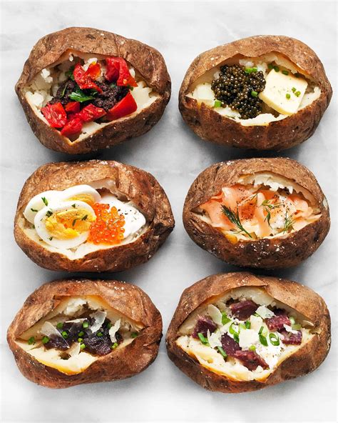 Baked Potato Bar With Caviar Roe And Smoked Salmon Last Ingredient