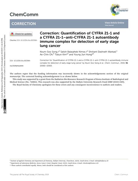 Pdf Correction Quantification Of Cyfra 21 1 And A Cyfra 21 1 Anti
