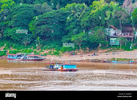 Panorama Of The Landscape Mekong River And Luang Prabang City In Laos
