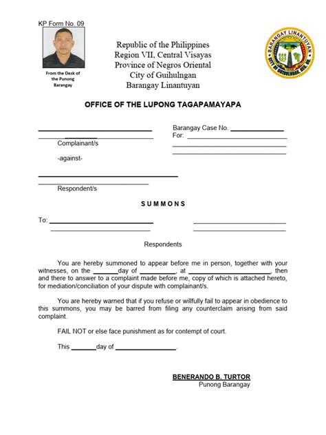 Kp Form No 09 A Summons Pdf Summons Complaint
