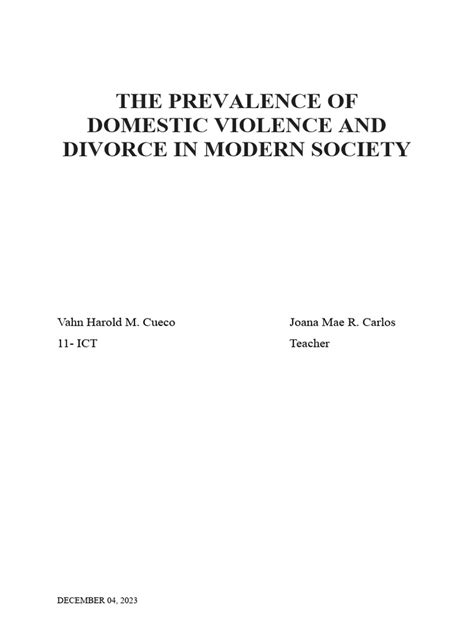 Legalization Of Divorce In The Philippines Vahn Harld M Cueco Pdf