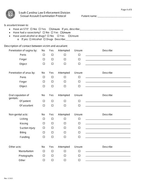 South Carolina Sexual Assault Examination Protocol Box Style Download
