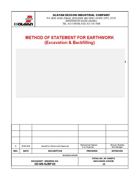 Method Statement For Earthwork Pdf Free Pdf