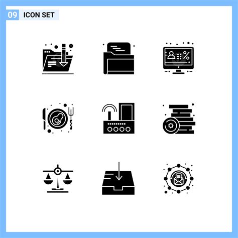 Stock Vector Icon Pack Of 9 Line Signs And Symbols For Signal Stock Breakfast Play Png And