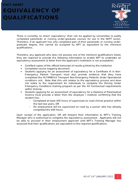 Fact Sheetseeking Equivalency Of Qualification Doc Template Pdffiller