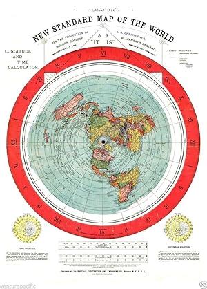 Gleasons New Standard Map Of The World [flat Earth] Circa 1892 By
