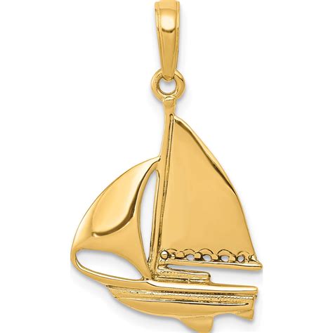 14k Yellow Gold Sailboat Pendant 28 X 16 Made In Peru D4155
