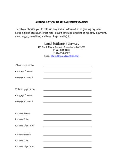 Fillable Online Lampl Settlement Services Payoff Authorization Form Fax