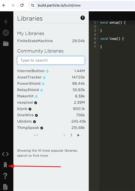 no libraries are loading in web ide developer tools particle