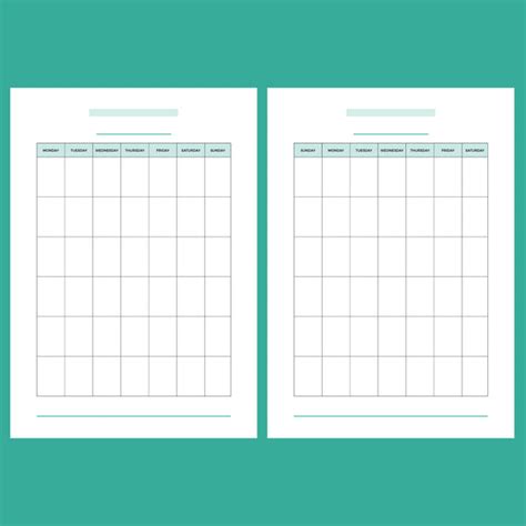 Printable Blank Calendar Month