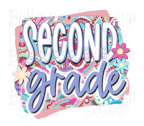 Girl Second Grade Png Back To School Flowers Colorful Paisley