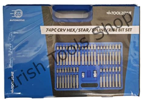 74pc Crv Hexstarsplineribe Bit Set Irish Tools Shop