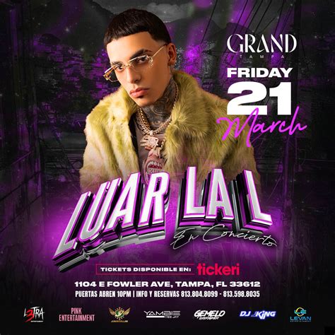 Luar La L En Tampa Tickets Boletos At Grand Fortune Tampa Florida
