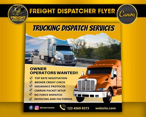 Excited To Share The Latest Addition To My Etsy Shop Freight Dispatcher Service Flyer Canva