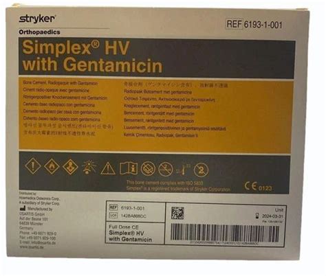 Stryker Simplex Hv Gentamicin Bone Cement Calcium Phosphate At ₹ 2700 Piece In New Delhi