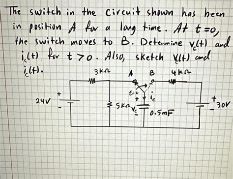 Solved The switch in the circuit shown has been in position | Chegg.com