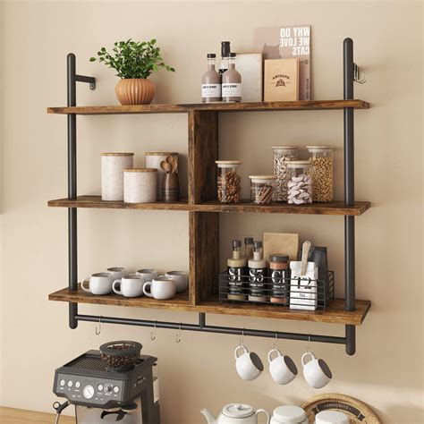 Home Source Wall Mounted Shelving Unit Floating 3 Shelves Storage Wall